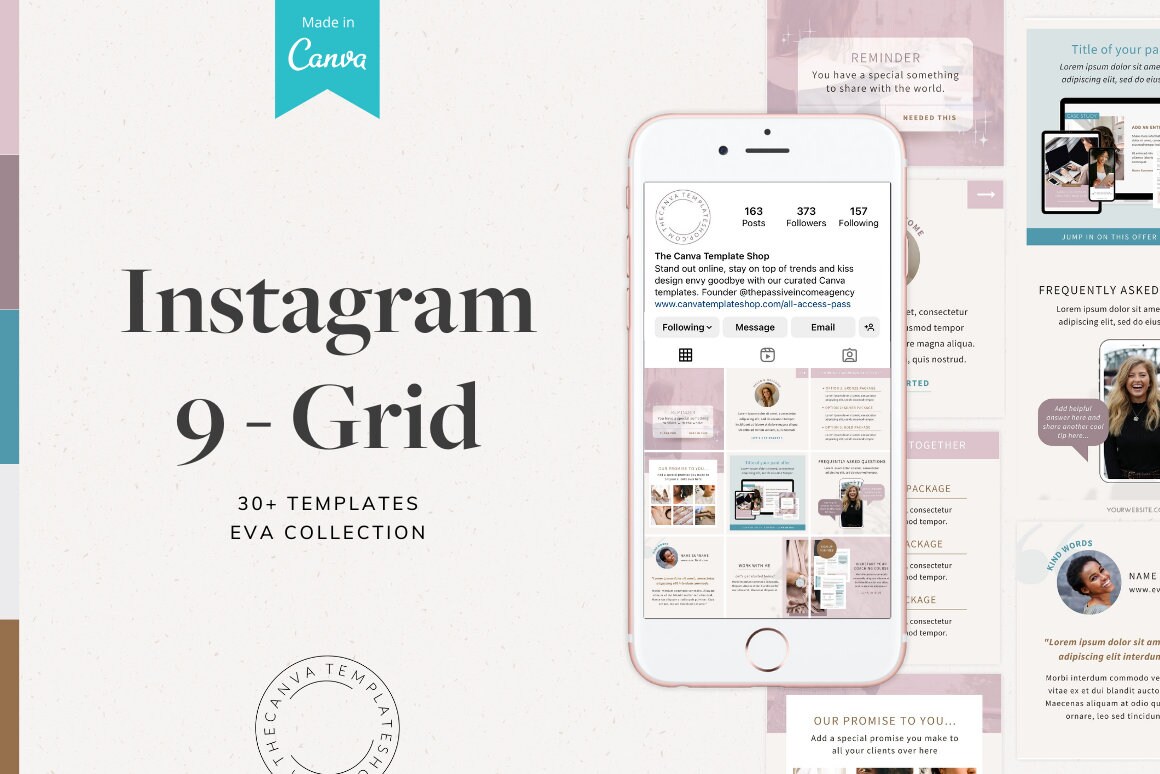Eva 9 Grid Instagram Canva Templates - Etsy