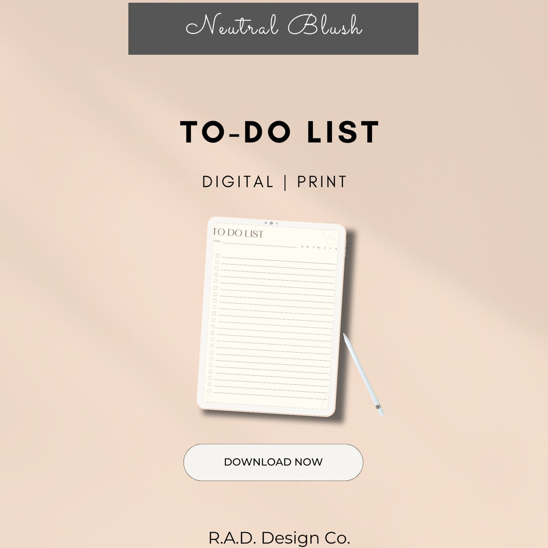 To-do List in Blush Neutral Color Scheme - Etsy