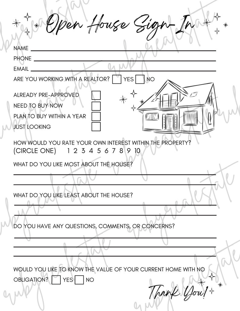 Open House Sign-in Sheet - Etsy