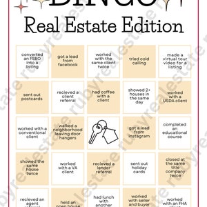 Real Estate BINGO Card Digital PDF Download, Realtor Bingo Card 2024 ...