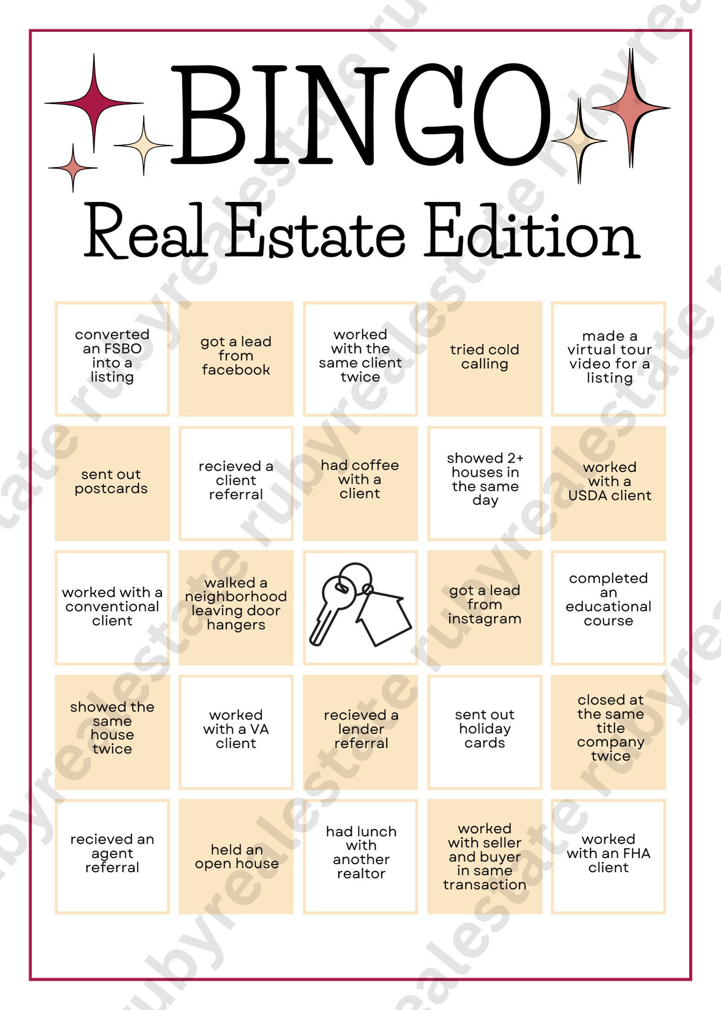 Real Estate BINGO Card Digital PDF Download, Realtor Bingo Card 2024 ...