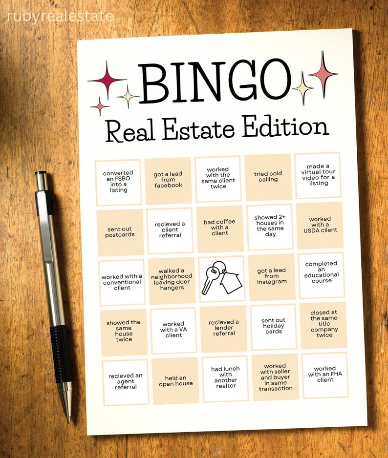 Real Estate BINGO Card Digital PDF Download, Realtor Bingo Card 2024 ...