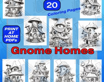 Gnome Homes Coloring Pages Set of 10 Pages - Etsy