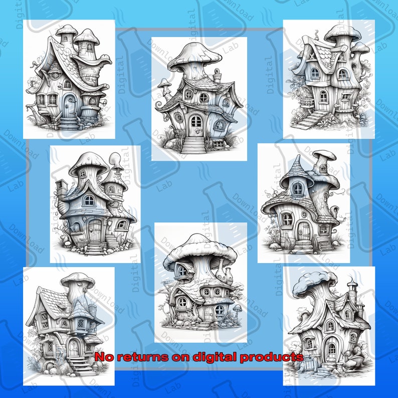 Gnome Homes Coloring Pages - Etsy