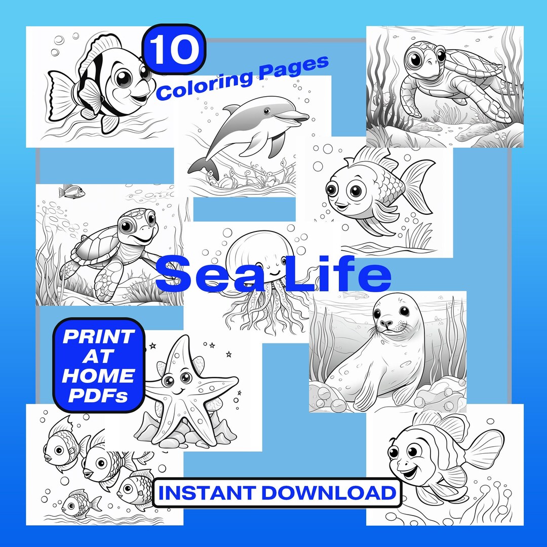 Sea Life Coloring Pages - Etsy