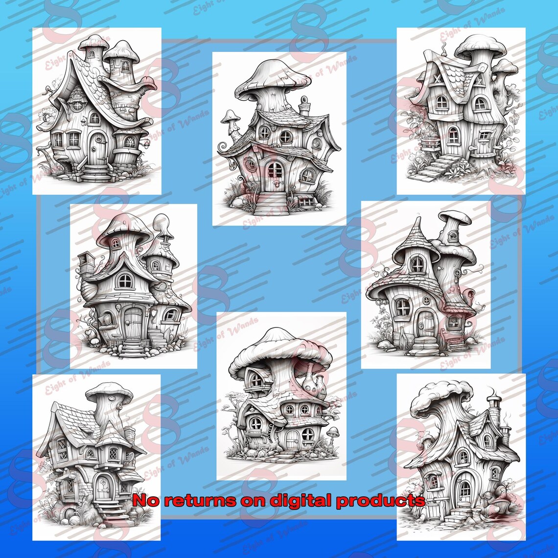 Gnome Homes Coloring Pages - Etsy