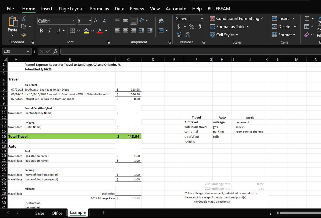 Effortless Travel Reimbursement: Calculated Expense Report for Mileage ...