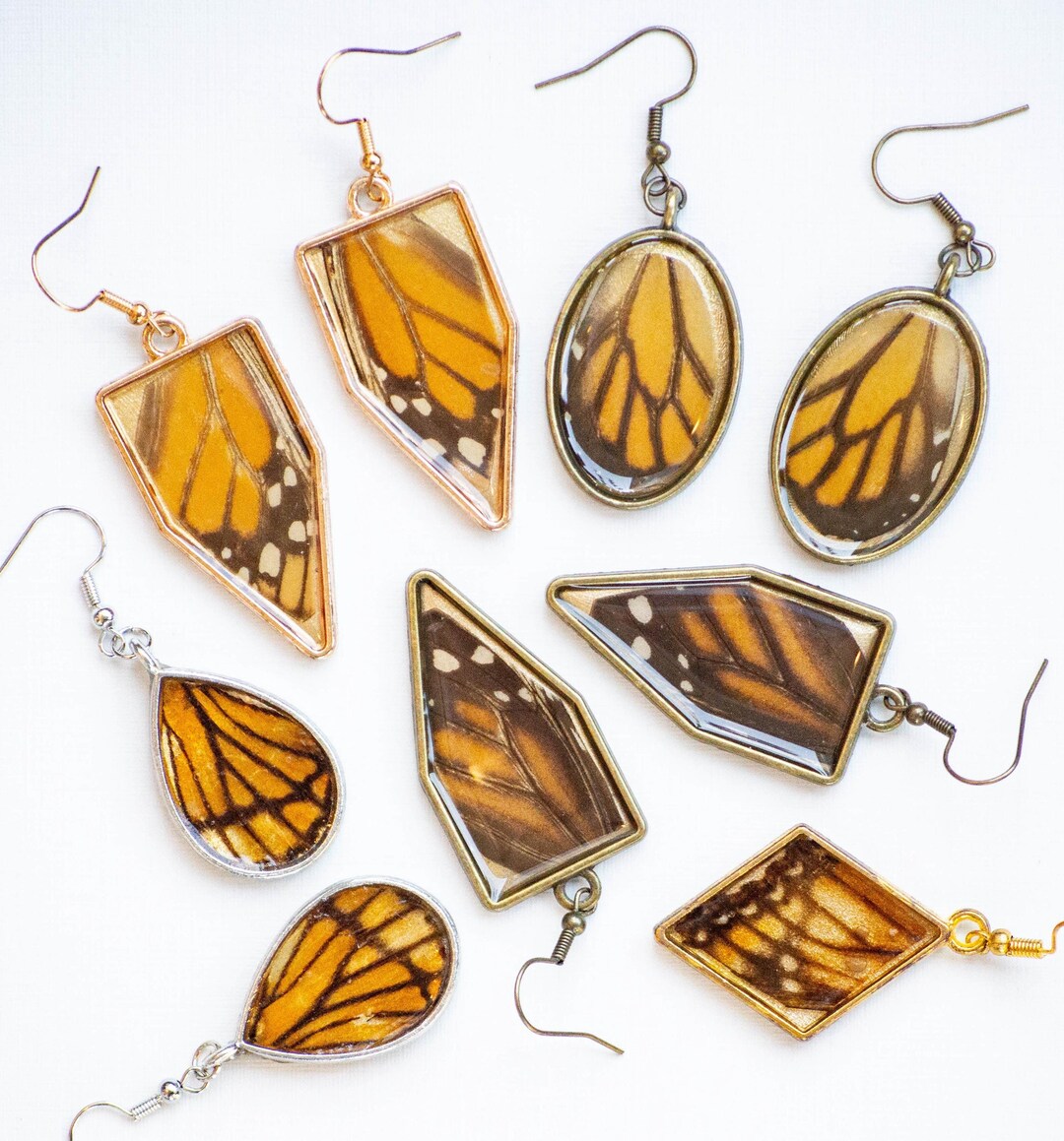 Real Monarch Butterfly Wing Earrings: Shimmer Resin Insect Jewelry - Etsy