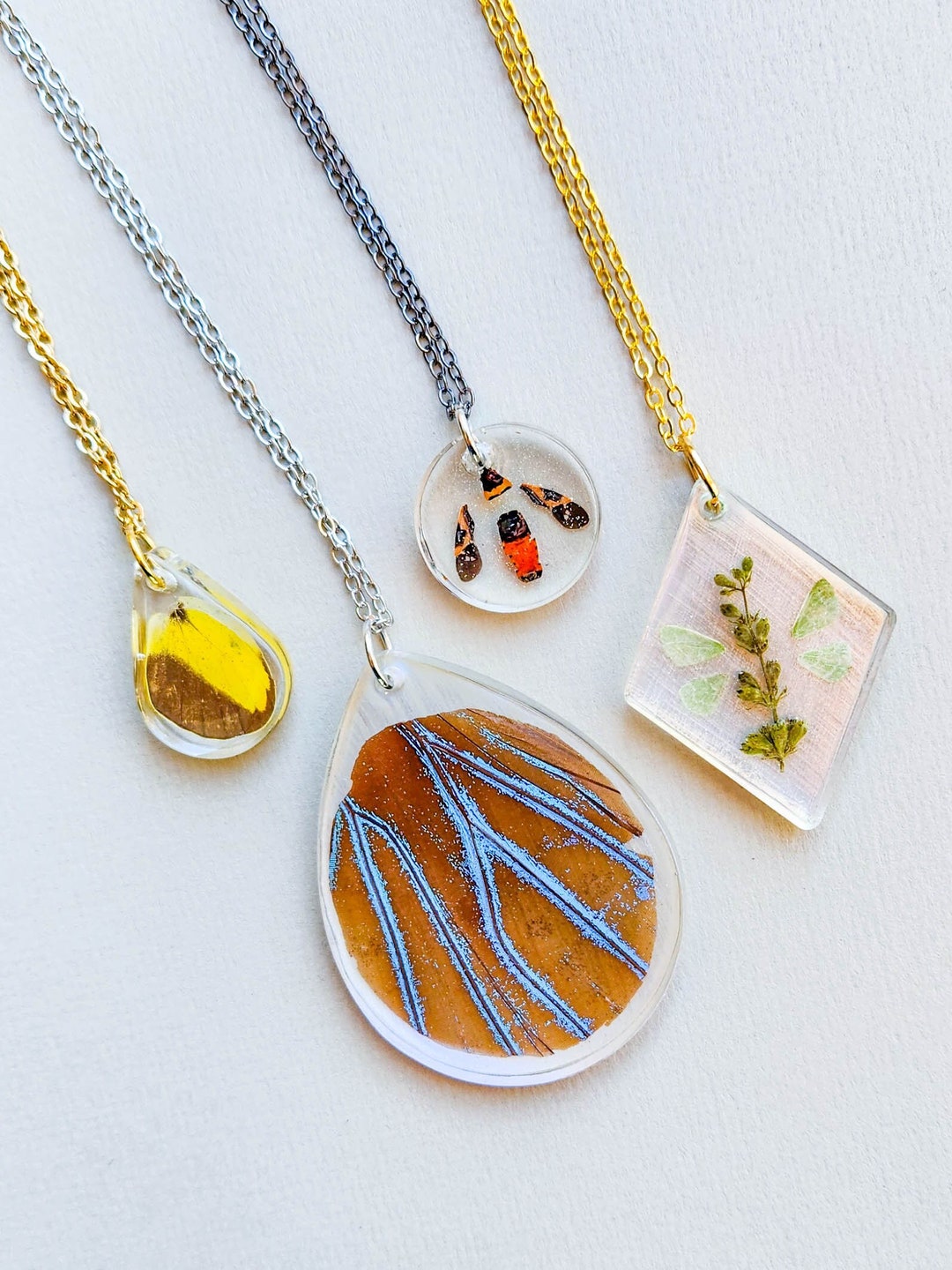 Real Insect Wing Necklace: Resin Beetle & Butterfly Jewelry - Etsy