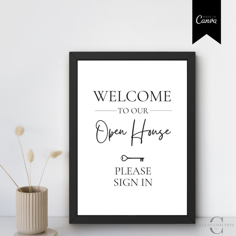 Open House Welcome Sign Canva Template for Real Estate Agents, Open ...