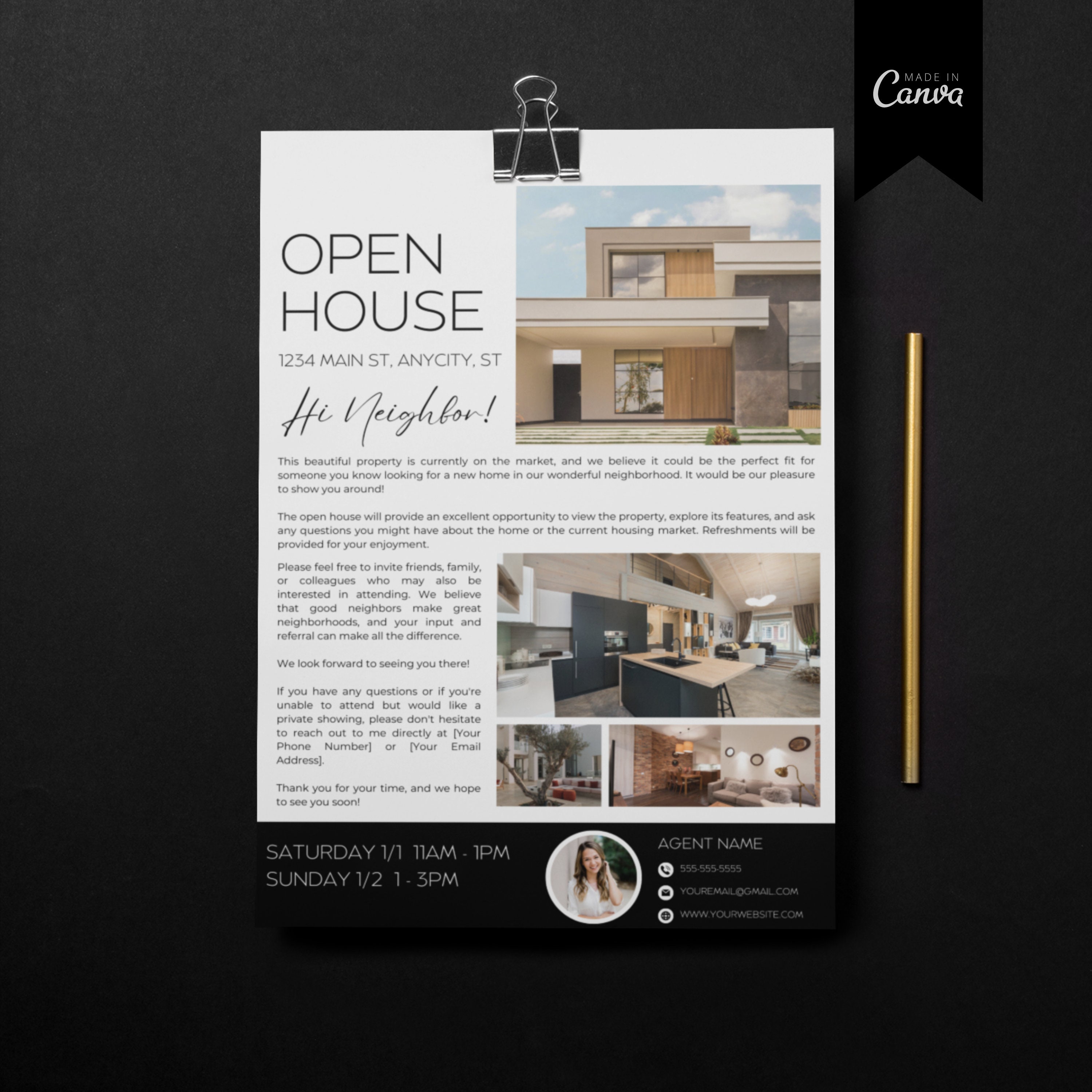 Double-sided Neighborhood Flyer Templates for Open Houses - Etsy