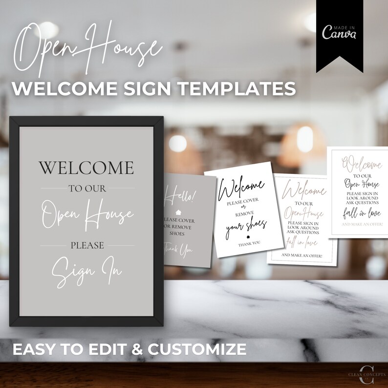 Open House Welcome Sign Canva Template for Real Estate Agents, Open ...