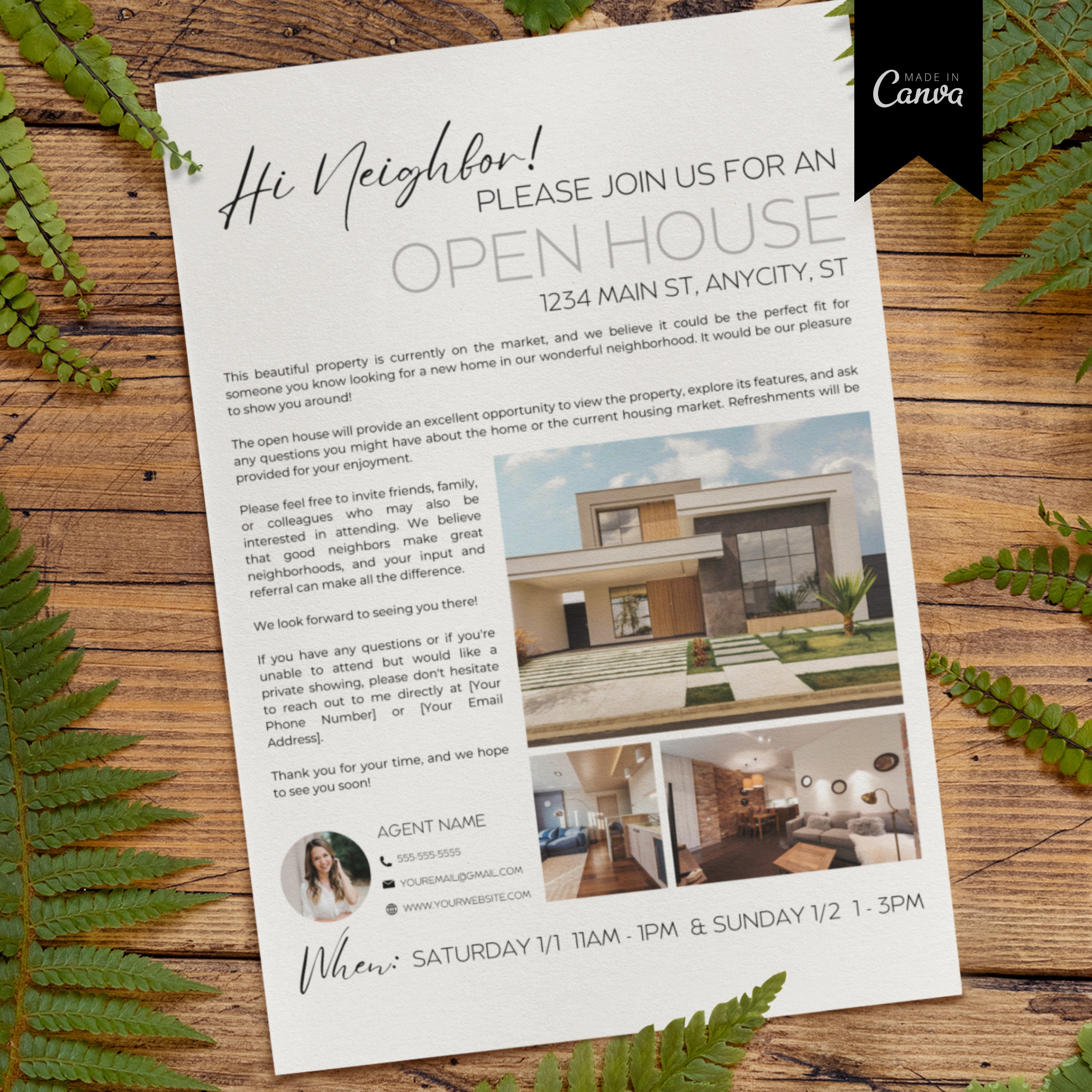Double-sided Neighborhood Flyer Templates for Open Houses - Etsy