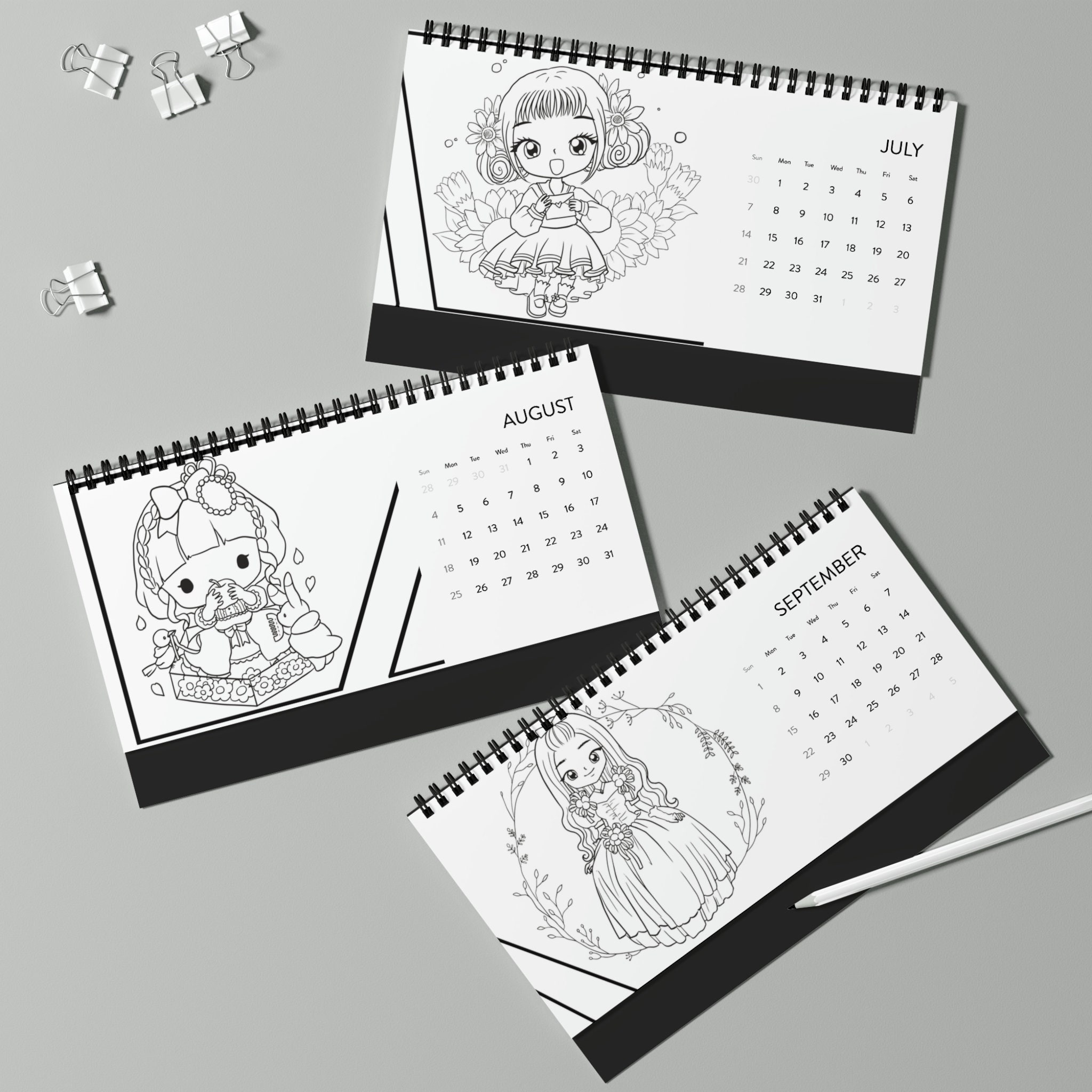 Anime calendar, Desktop Calendar 2024, Manga Desk Calendar sold by ...