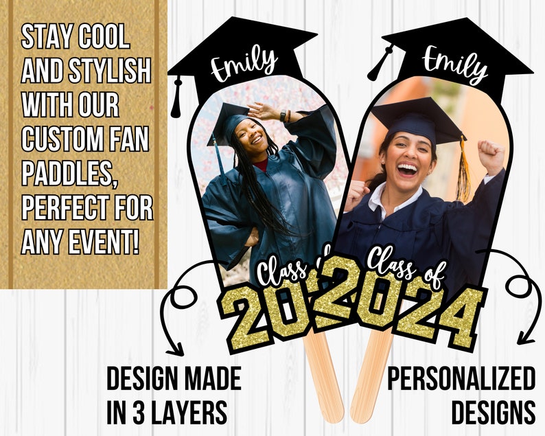Graduation Fans Paddle 2024, Photo Personalized College or High School ...