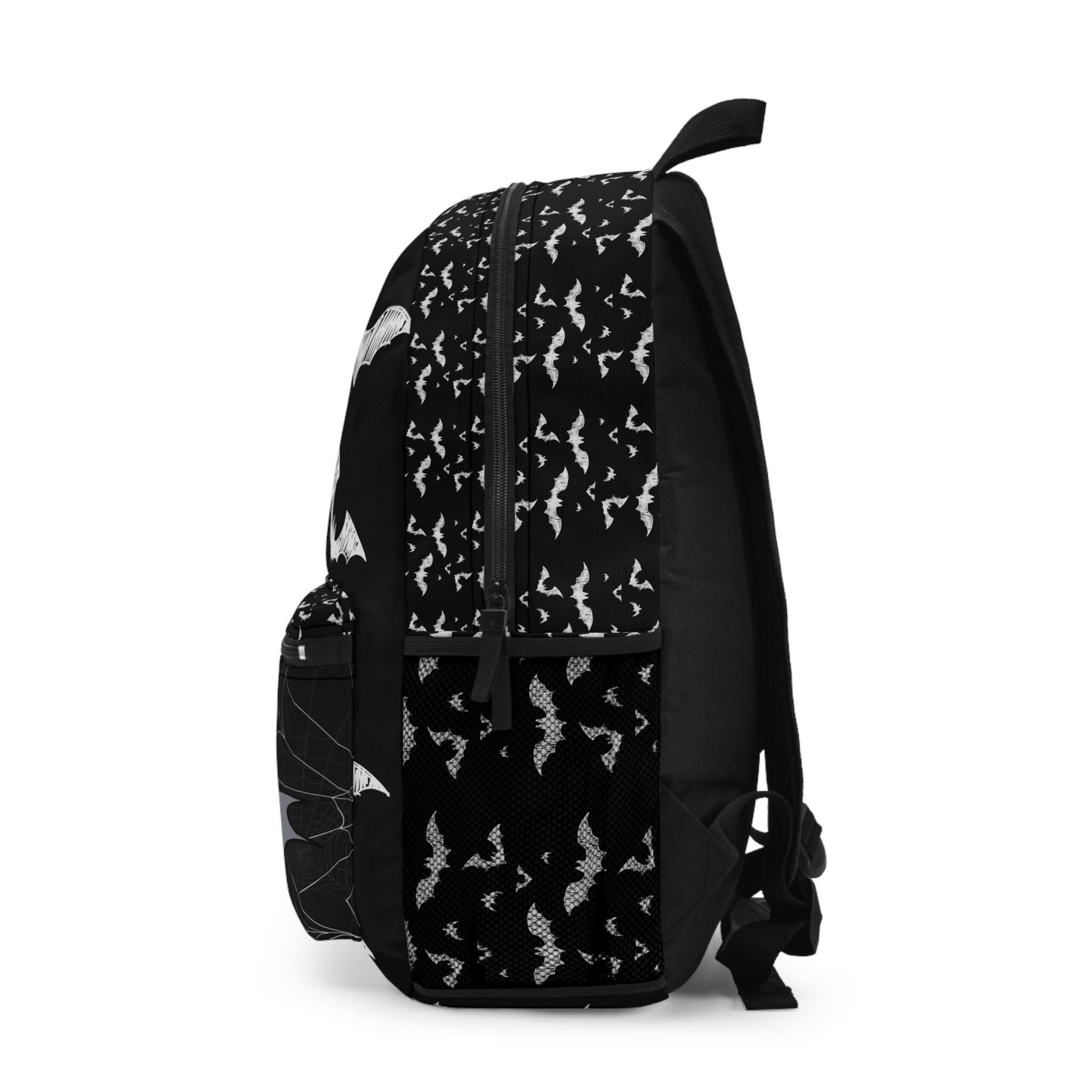 Bat Backpack , Custom Gothic Pattern Backpack ,back to School, Black ...