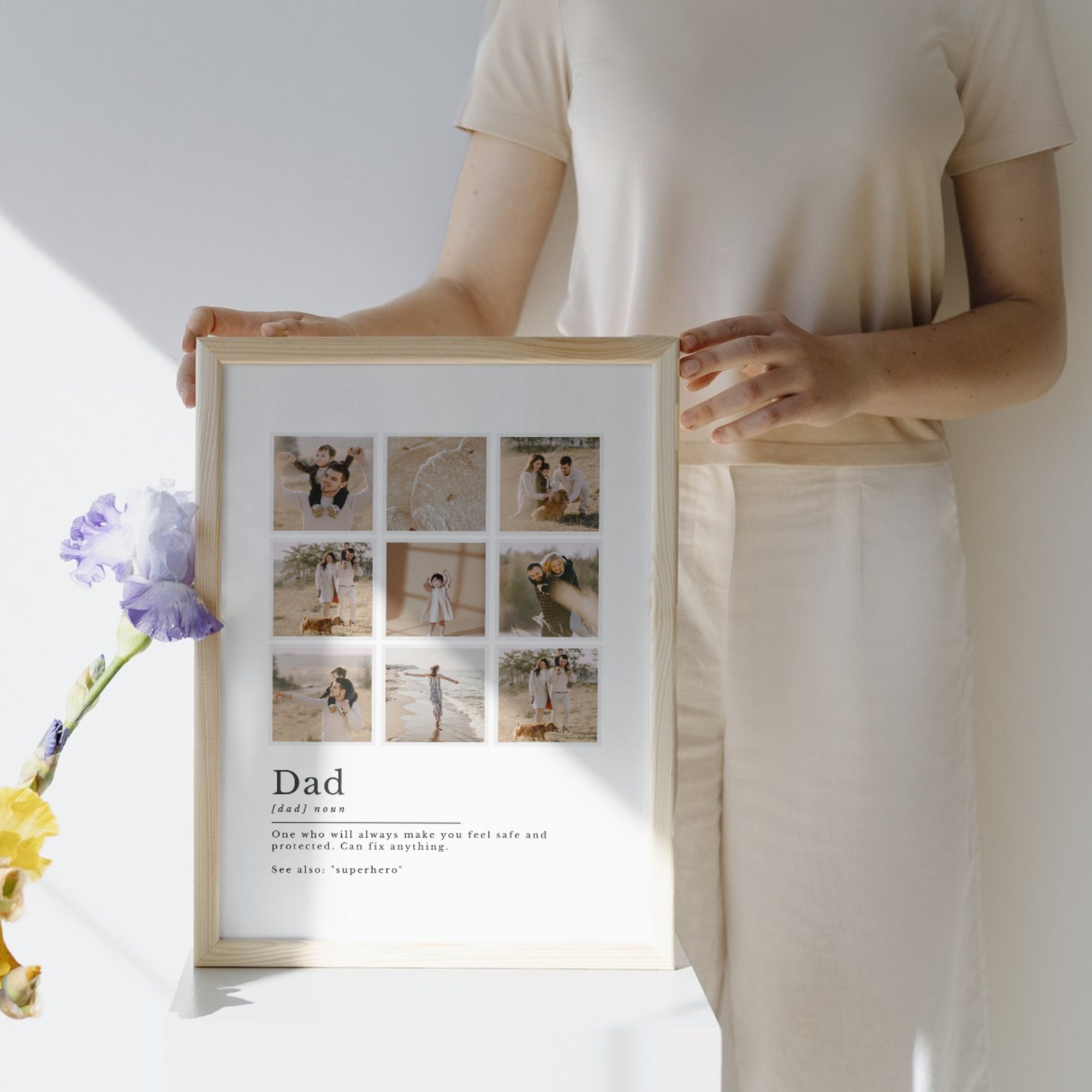 PRINTABLE Noun Dad Fathers Day Gift Collage, Daddy Photo Collage ...