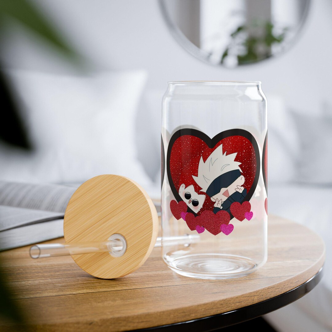 Anime Valentine's Day Glass Can , Jjk Glass Mug, Tea Cup, Gojo Glass ...