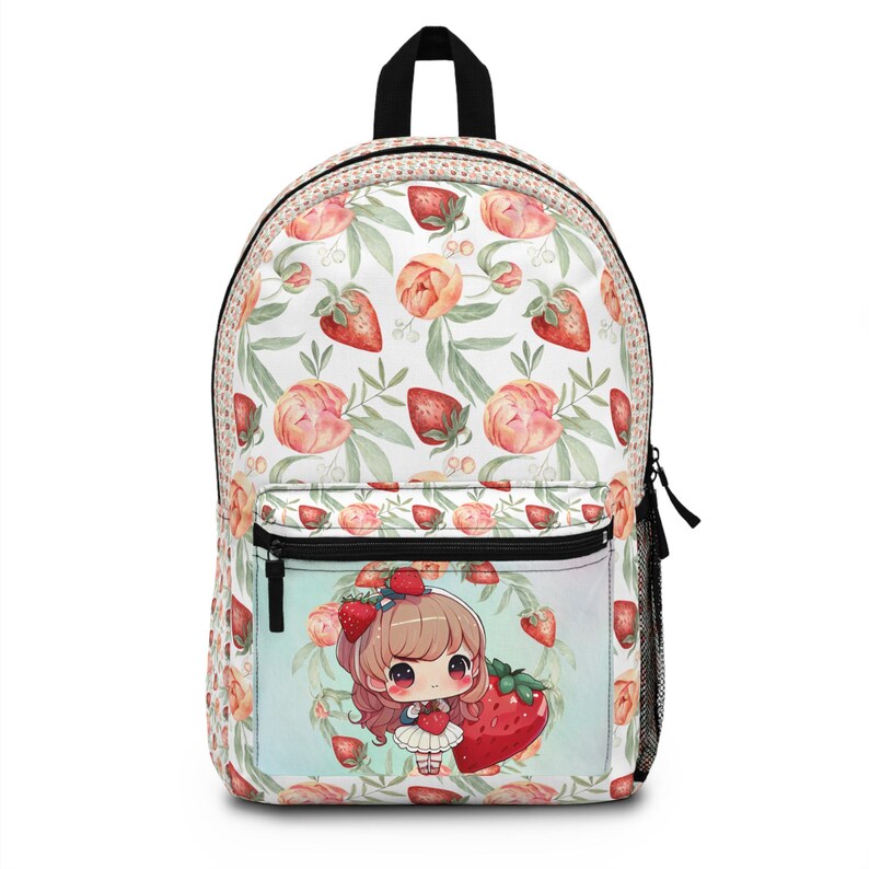 Kawaii Strawberry Backpack , Custom Strawberry Chiby Pattern Backpack ...