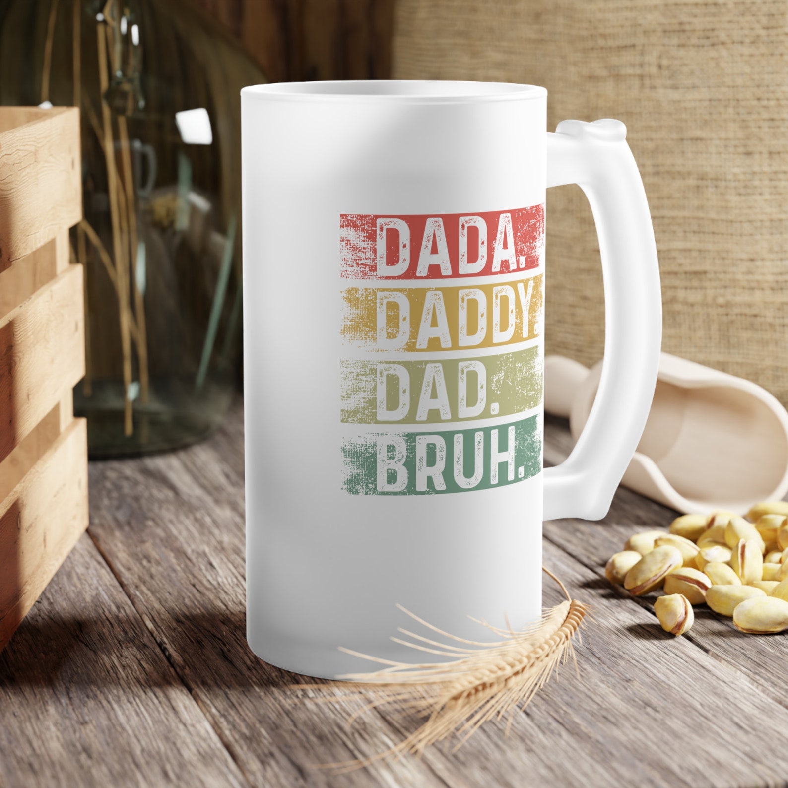 Dada Daddy Dad Bruh Beer Mug ,frosted Glass Beer Mug, Father's Day Gift ...