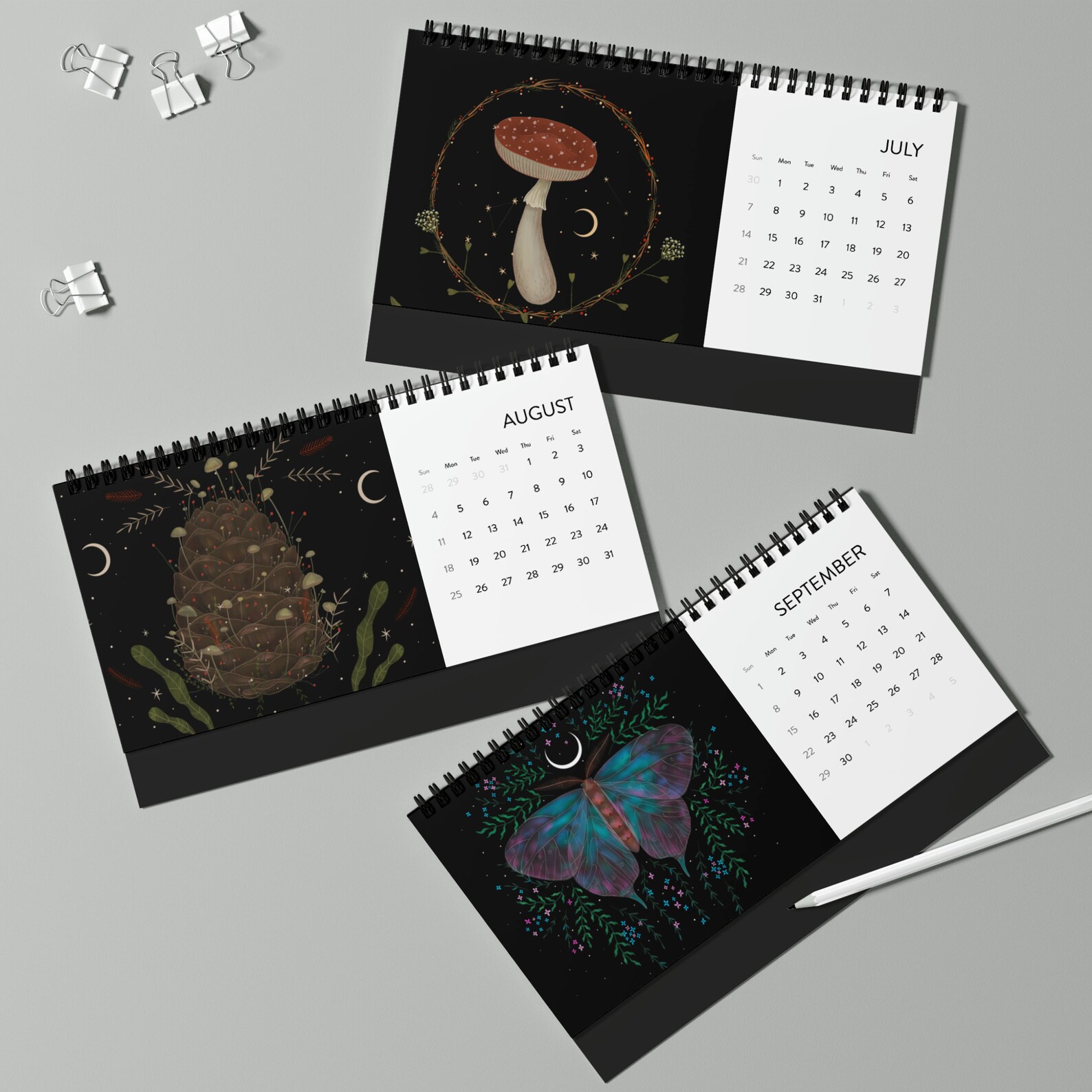 Desktop Calendar 2024, Cottagecore Decor,monthly Calendar, Illustrated ...
