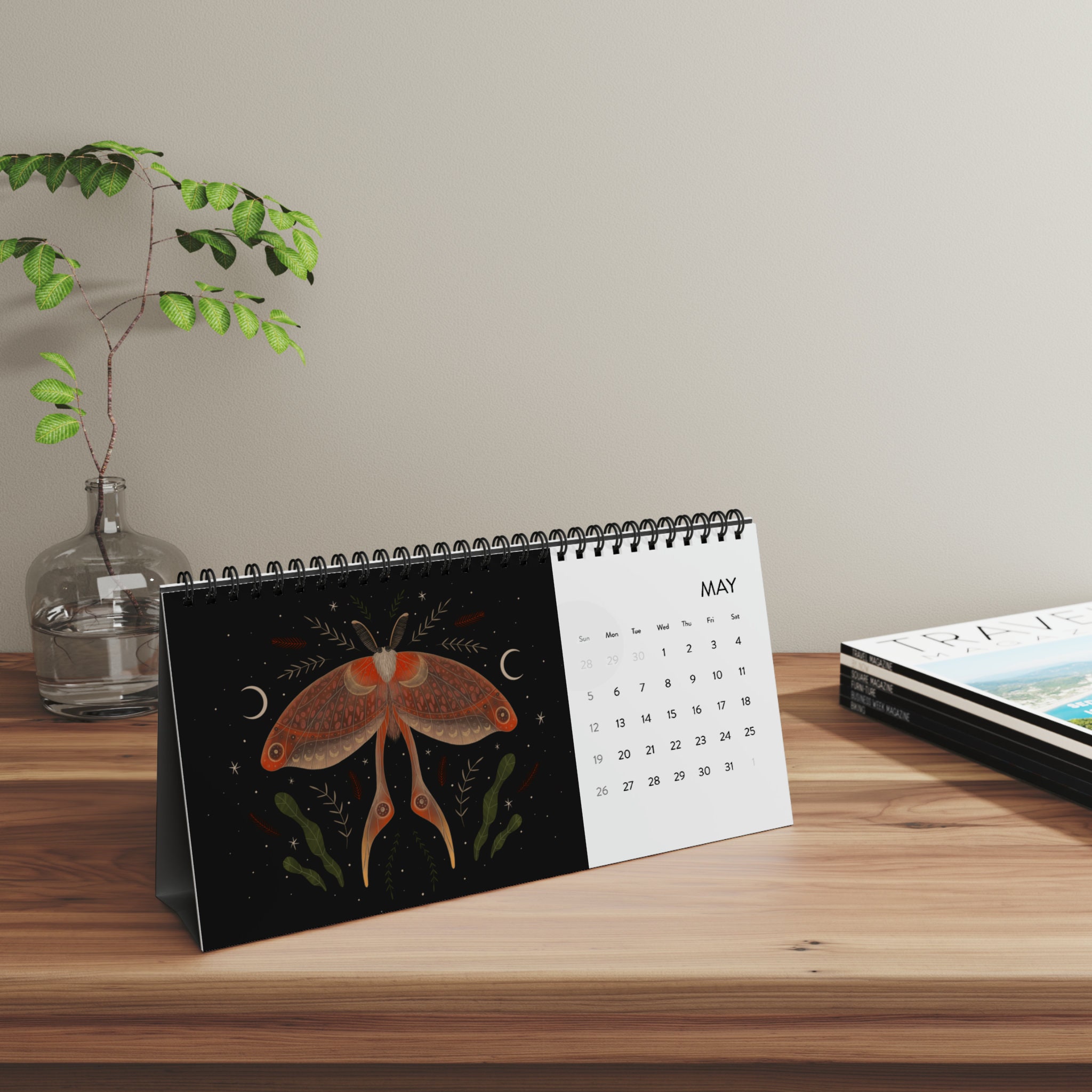 Desktop Calendar 2024, Cottagecore Decor,monthly Calendar, Illustrated ...
