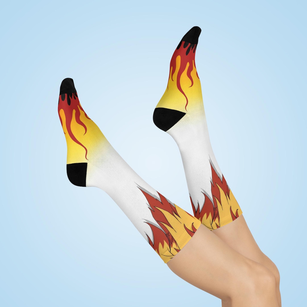 Anime Cushioned Crew Socks, Rengoku Pattern Socks, Demon Socks, Anime ...