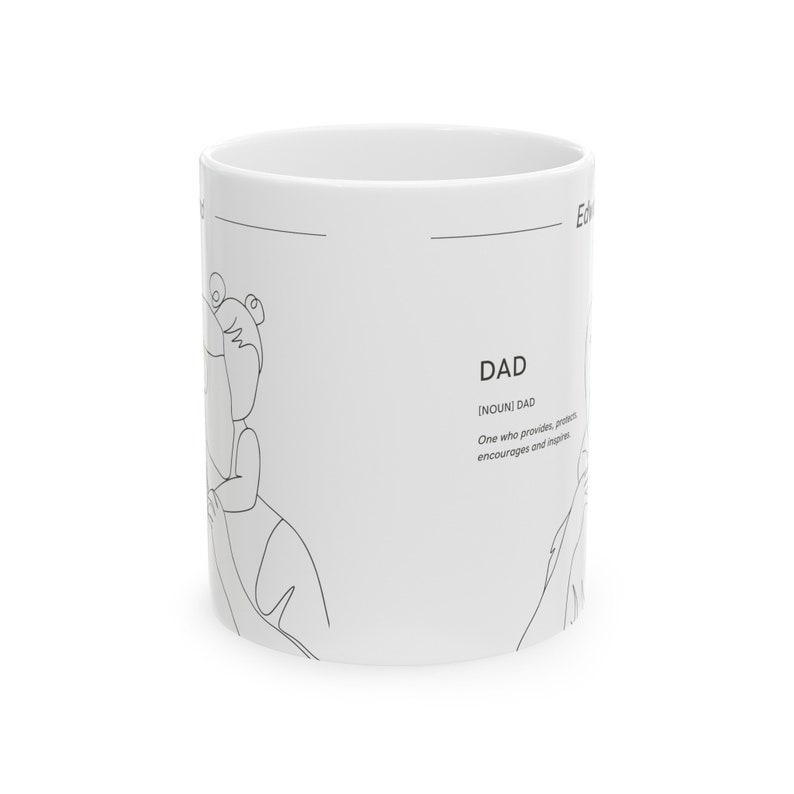 Dad Noun Mug , Line Drawn Dad Mug , Dad of Girl Mug , Personalized Mug ...