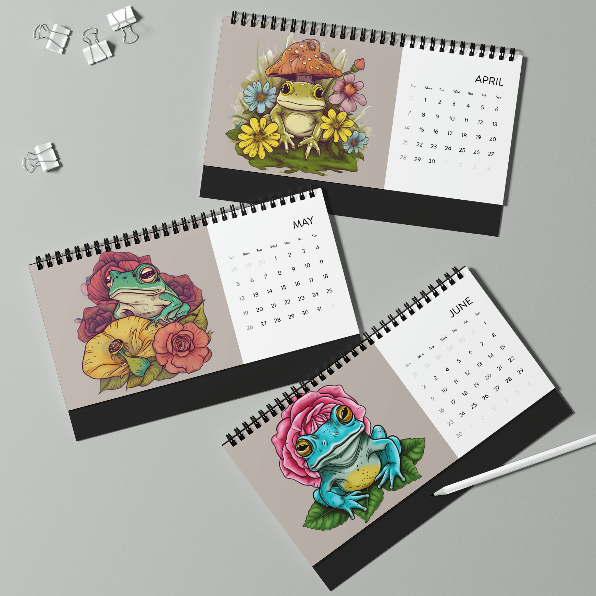 Cottagecore Mushrooms Frogs Calendar, Desktop Calendar 2024, Mushrooms ...