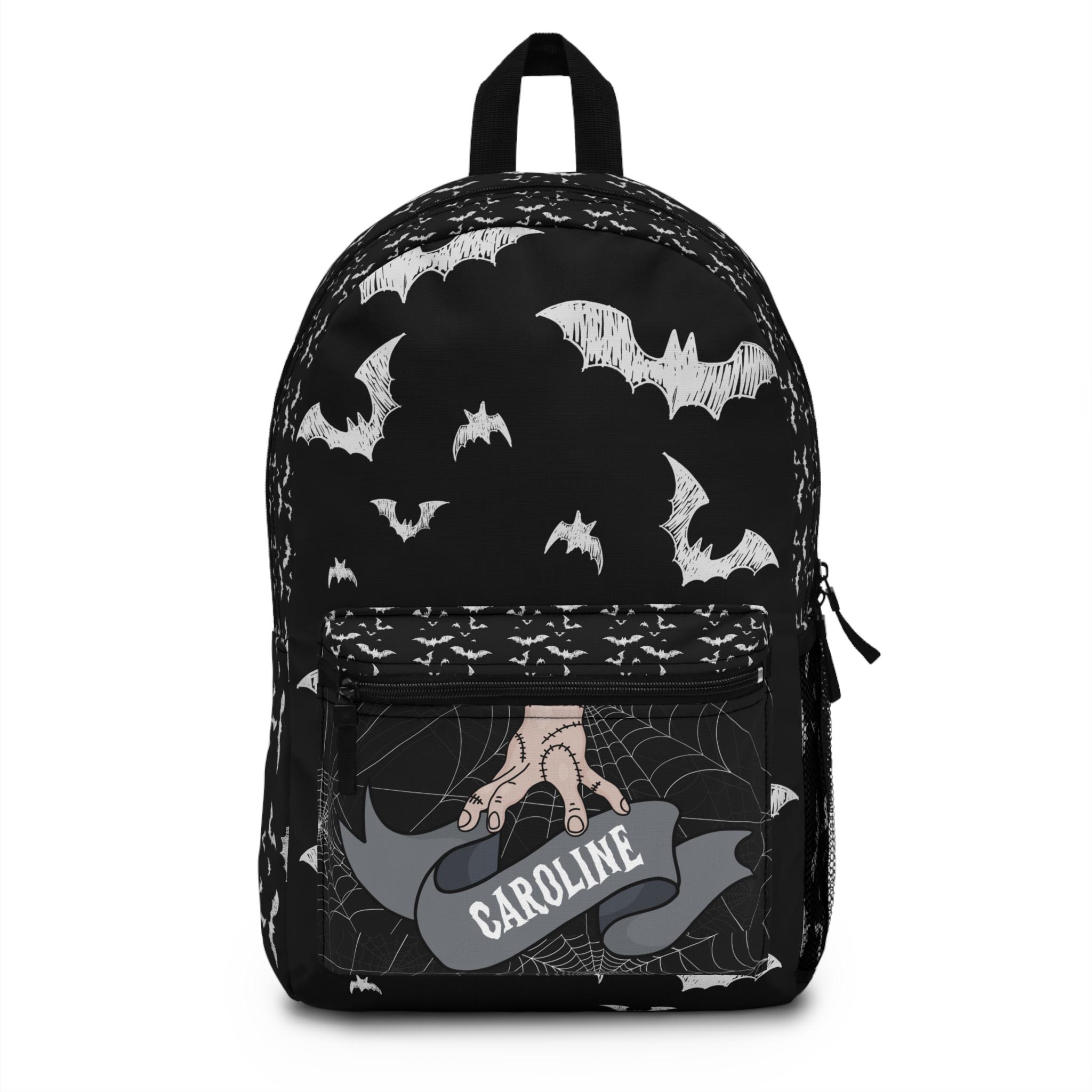 Bat Backpack , Custom Gothic Pattern Backpack ,back to School, Black ...