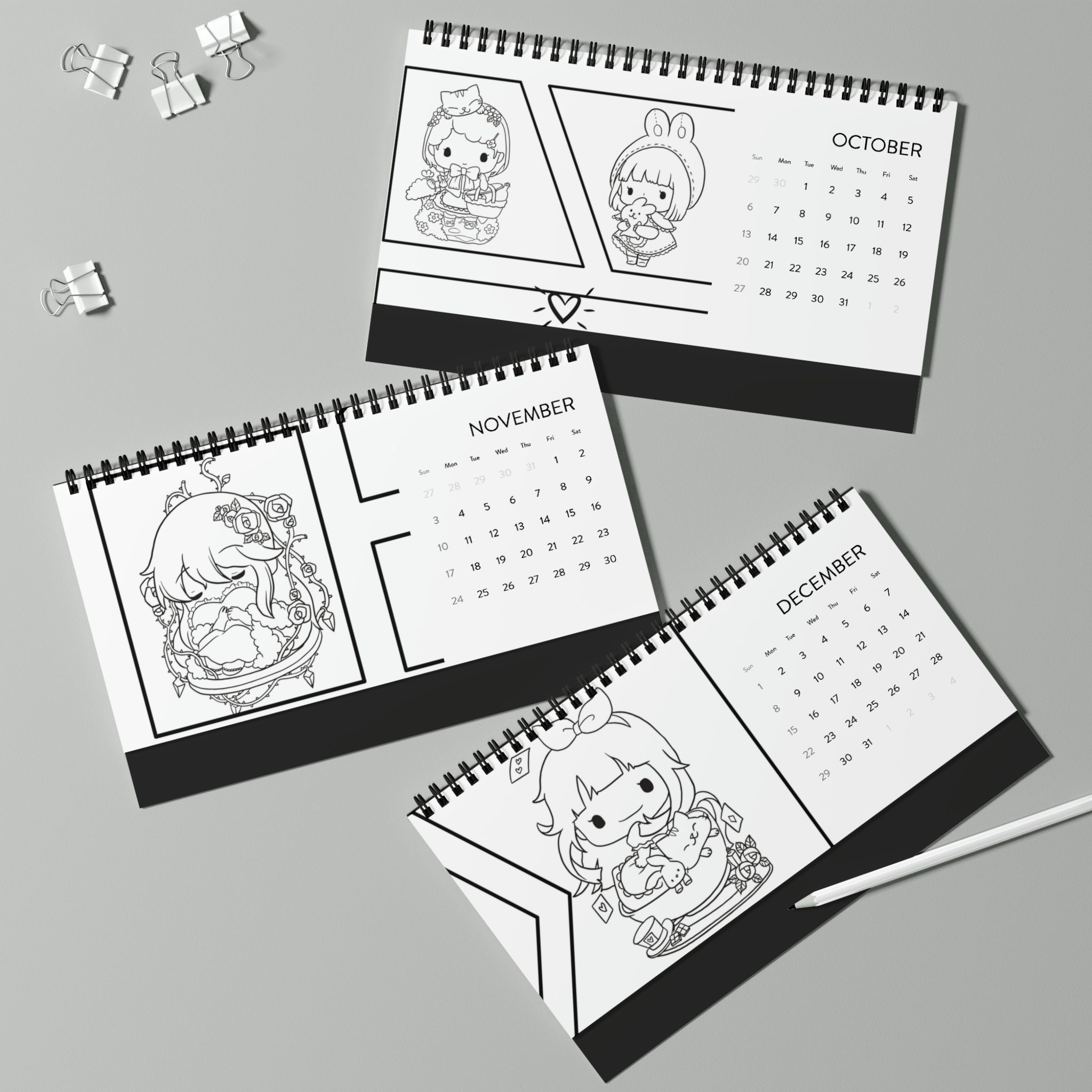 Anime Calendar, Desktop Calendar 2024, Manga Desk Calendar 2024 Desk ...