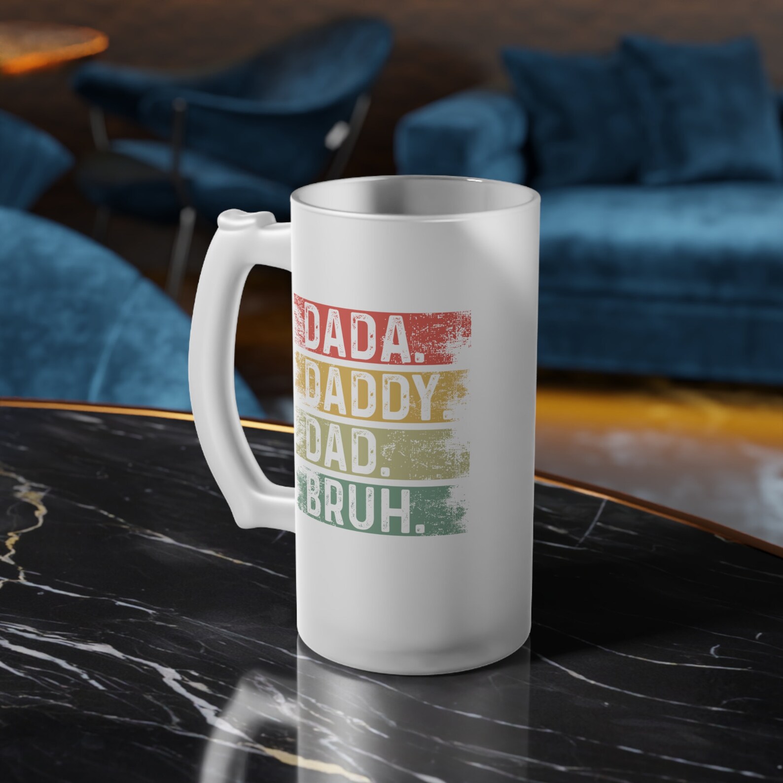 Dada Daddy Dad Bruh Beer Mug ,frosted Glass Beer Mug, Father's Day Gift ...