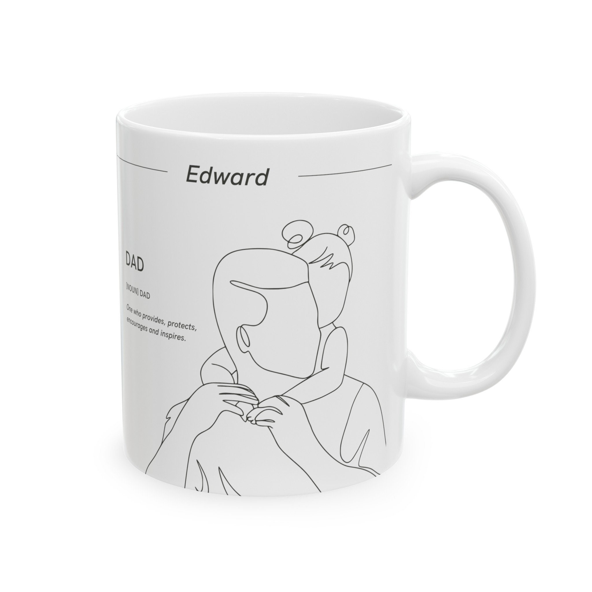 Dad Noun Mug , Line Drawn Dad Mug , Dad of Girl Mug , Personalized Mug ...