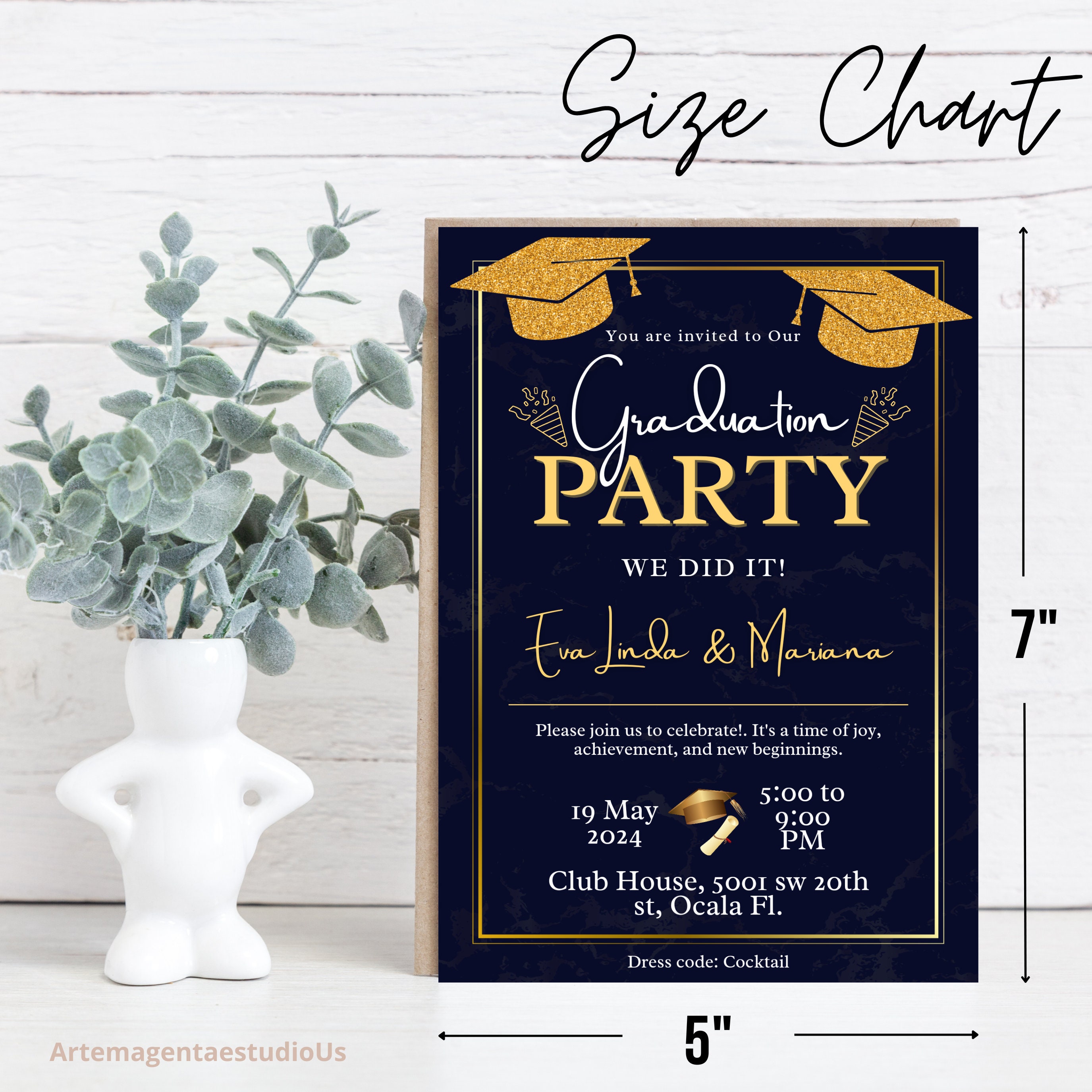 Digital Graduation Party Invitation, Animated Gold College Announcement ...