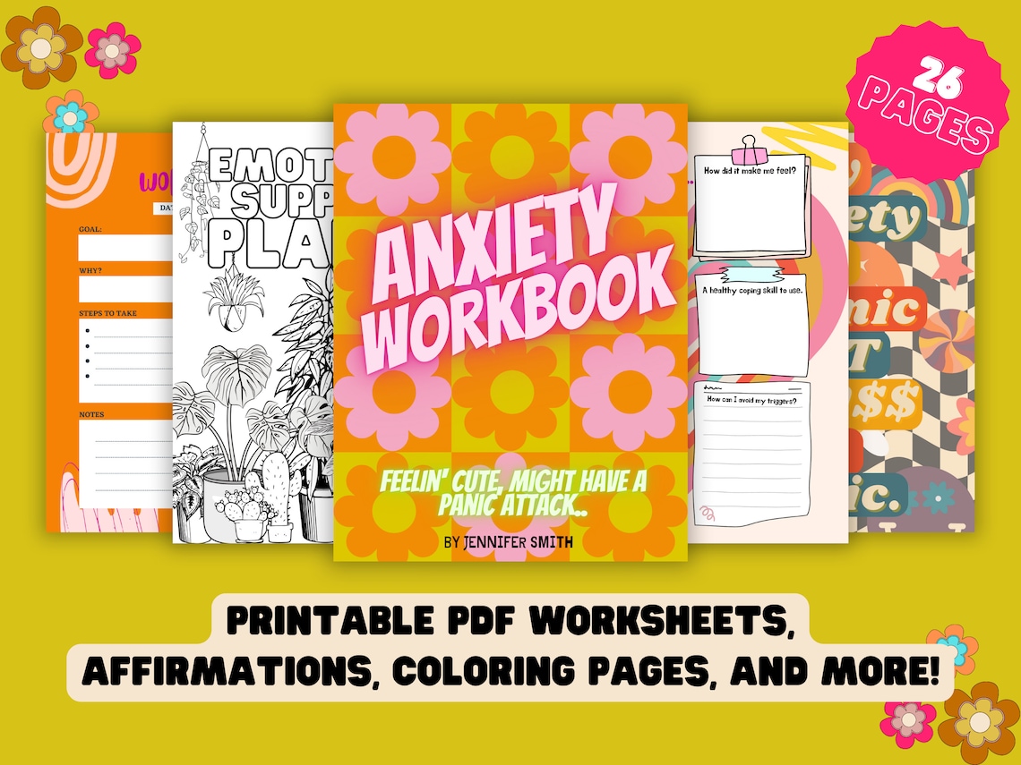 Anxiety Worksheets | Anxiety Coloring Pages | Instant Digital Download ...