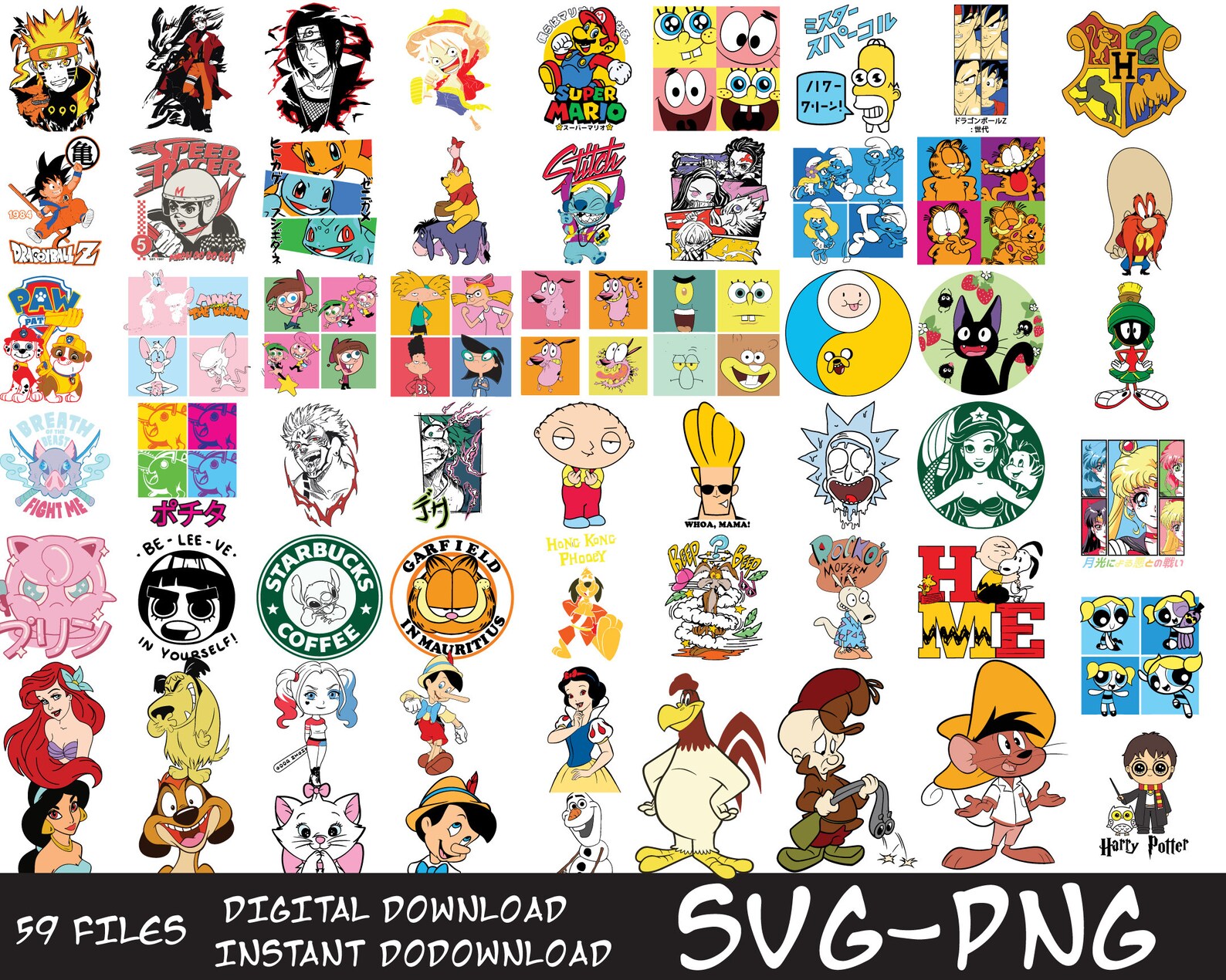 59 Random Cartoon SVG Bundle, Cartoon Tshirt Bundle,comic PNG Files ...