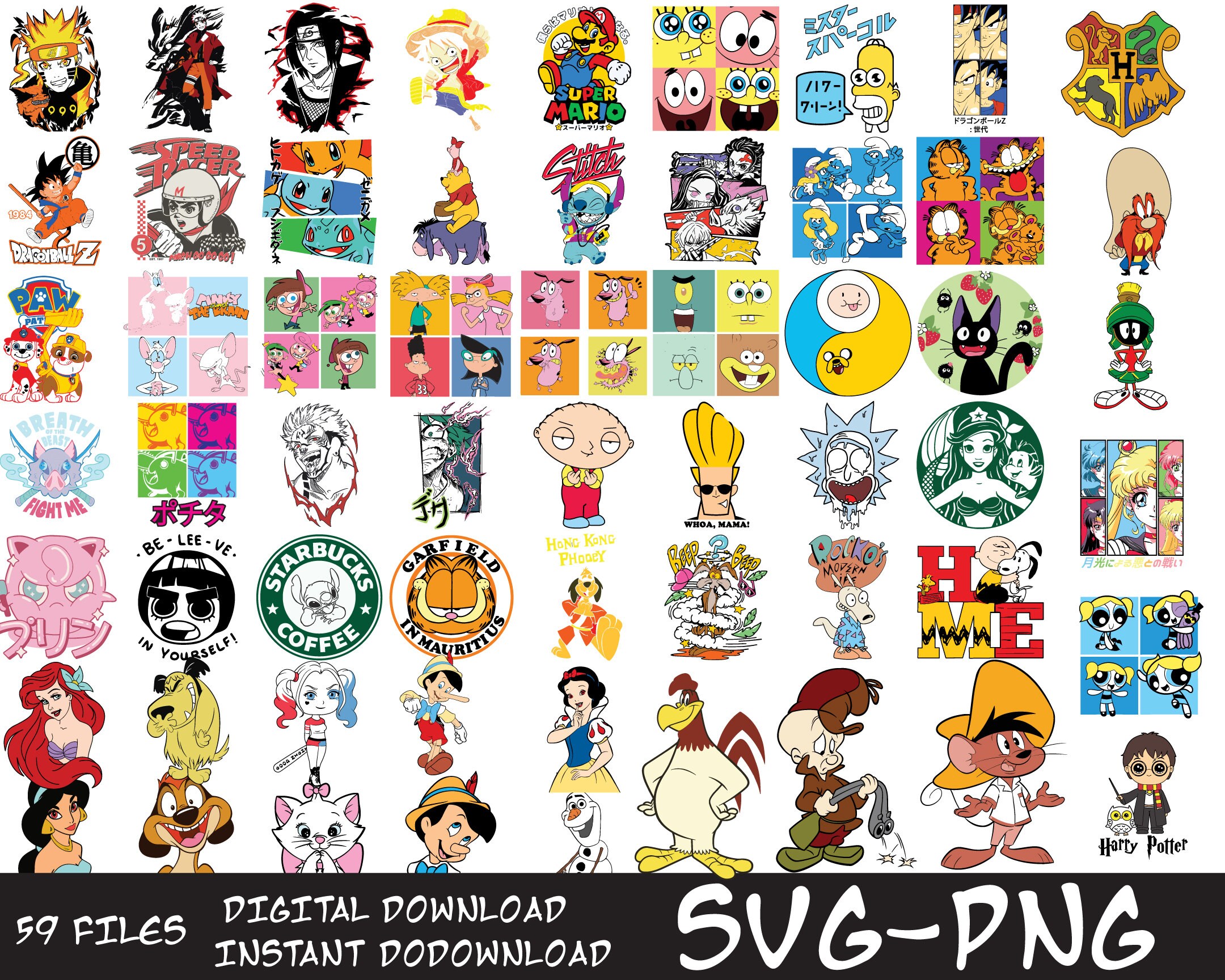 59 Random Cartoon SVG Bundle, Cartoon Tshirt Bundle,comic PNG Files ...