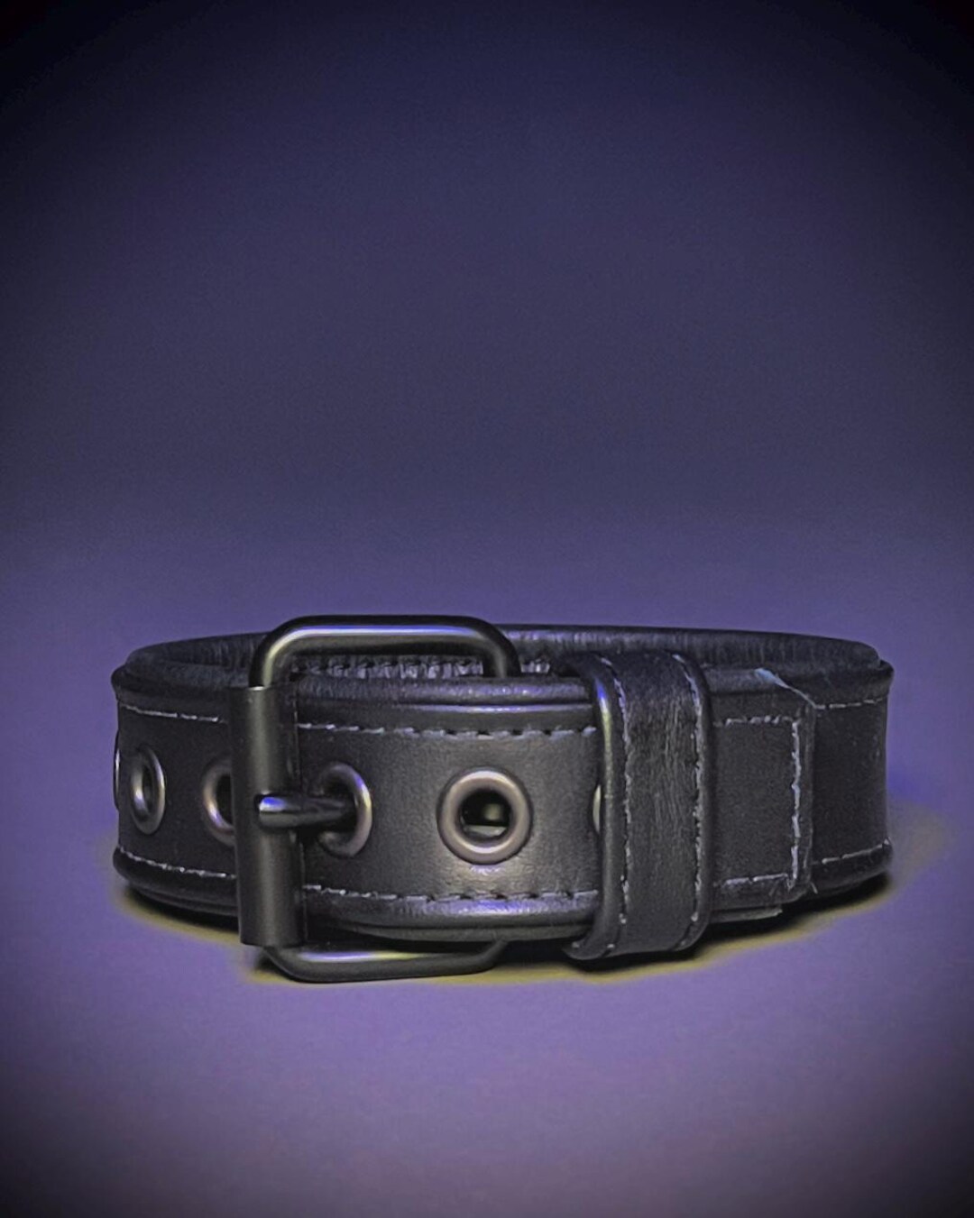 Black Piped Garment Leather Buckle Arm Band - Your Choice of 1.5" or 1. ...