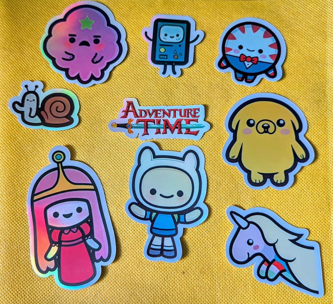 Adventure Time Holographic Chibi Stickers Cute Cartoon Decals Finn ...