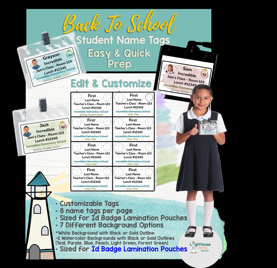 Back to School: Editable Name Tags - Etsy