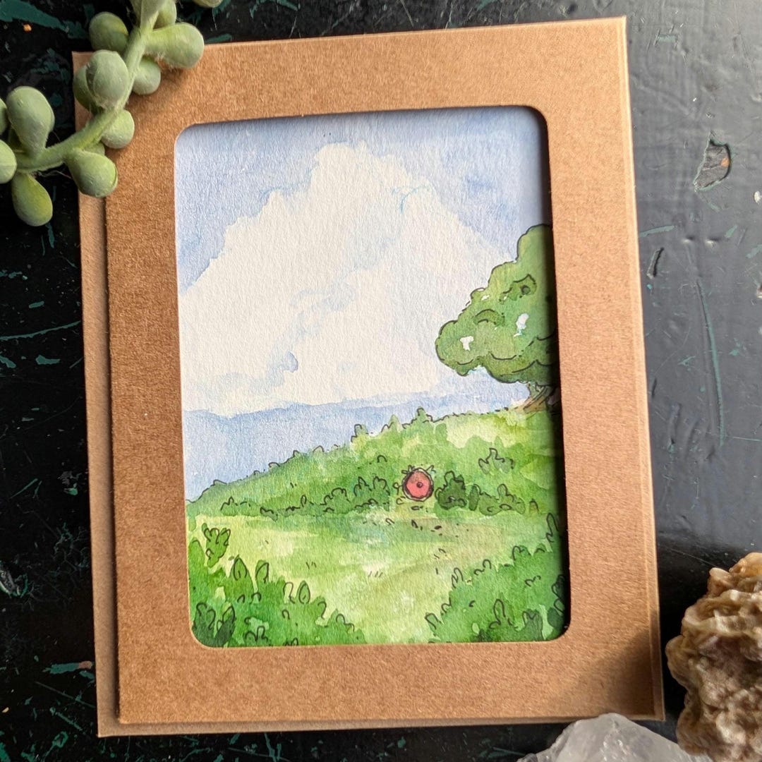 Peaceful Hobbit House Watercolor Painting - Etsy