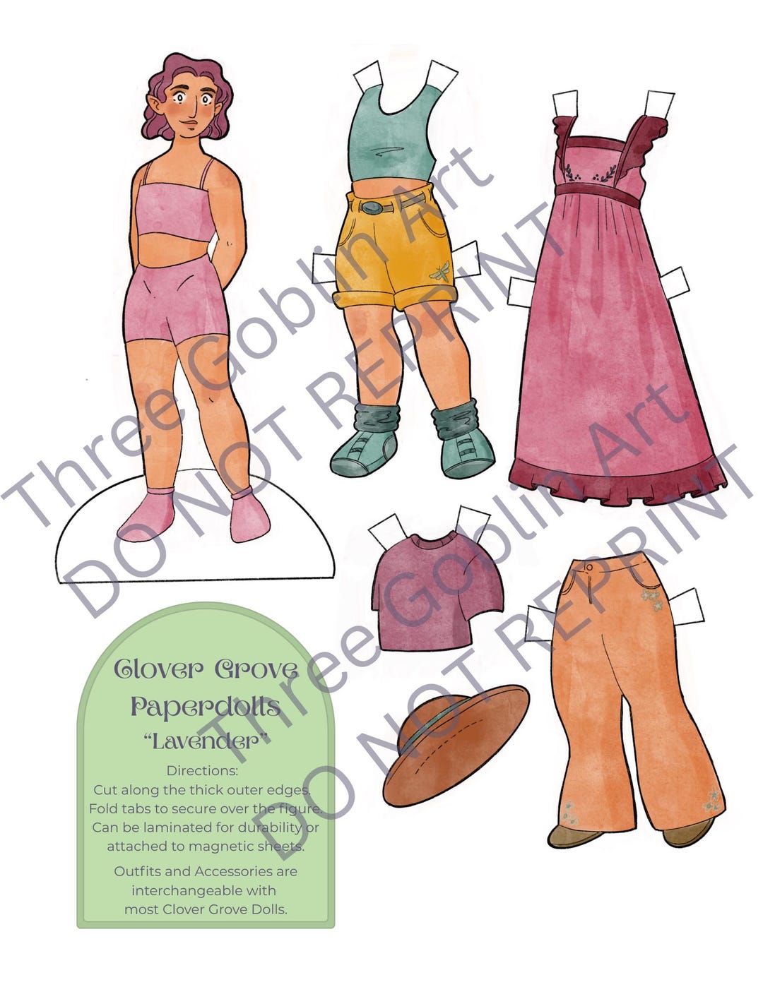 Clover Grove Paperdolls - Lavender Set (digital Download) - Etsy