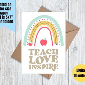 Printable Digital Teacher Appreciation 5x7 Card - Etsy