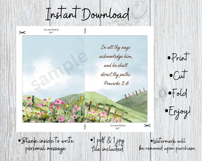 Printable 5x7 Scripture Greeting Card Digital Download - Etsy