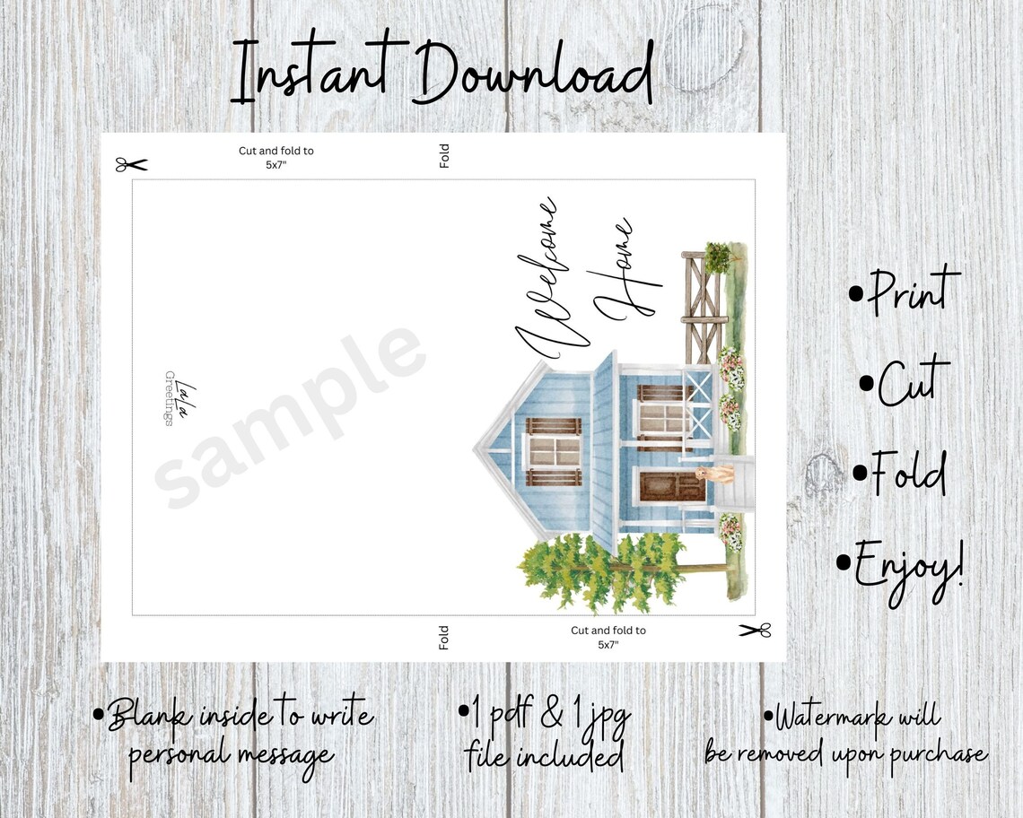 Printable Welcome Home Greeting Card 5x7 Digital Download - Etsy