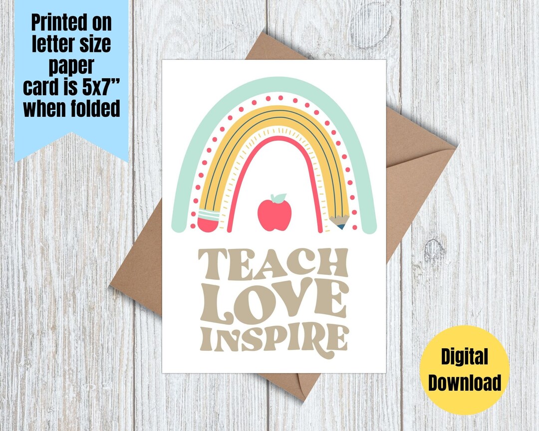 Printable Digital Teacher Appreciation 5x7 Card - Etsy