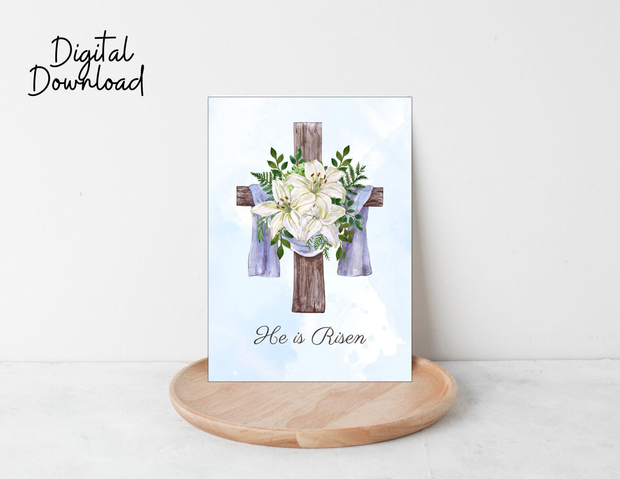 Printable Easter He is Risen Greeting Card 5x7 Digital Download - Etsy