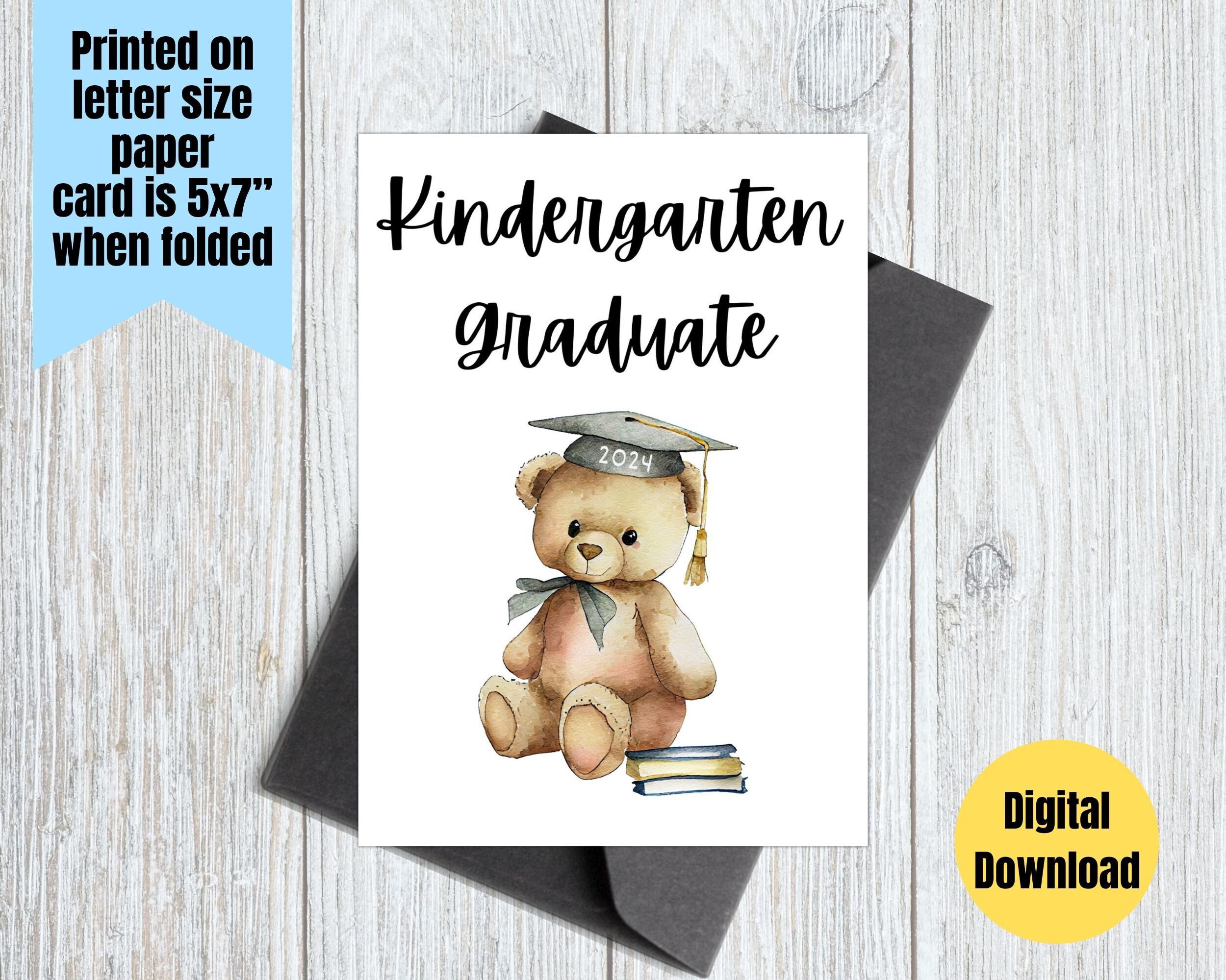 Printable Digital Kindergarten Graduation Class of 2024 5x7 Greeting ...