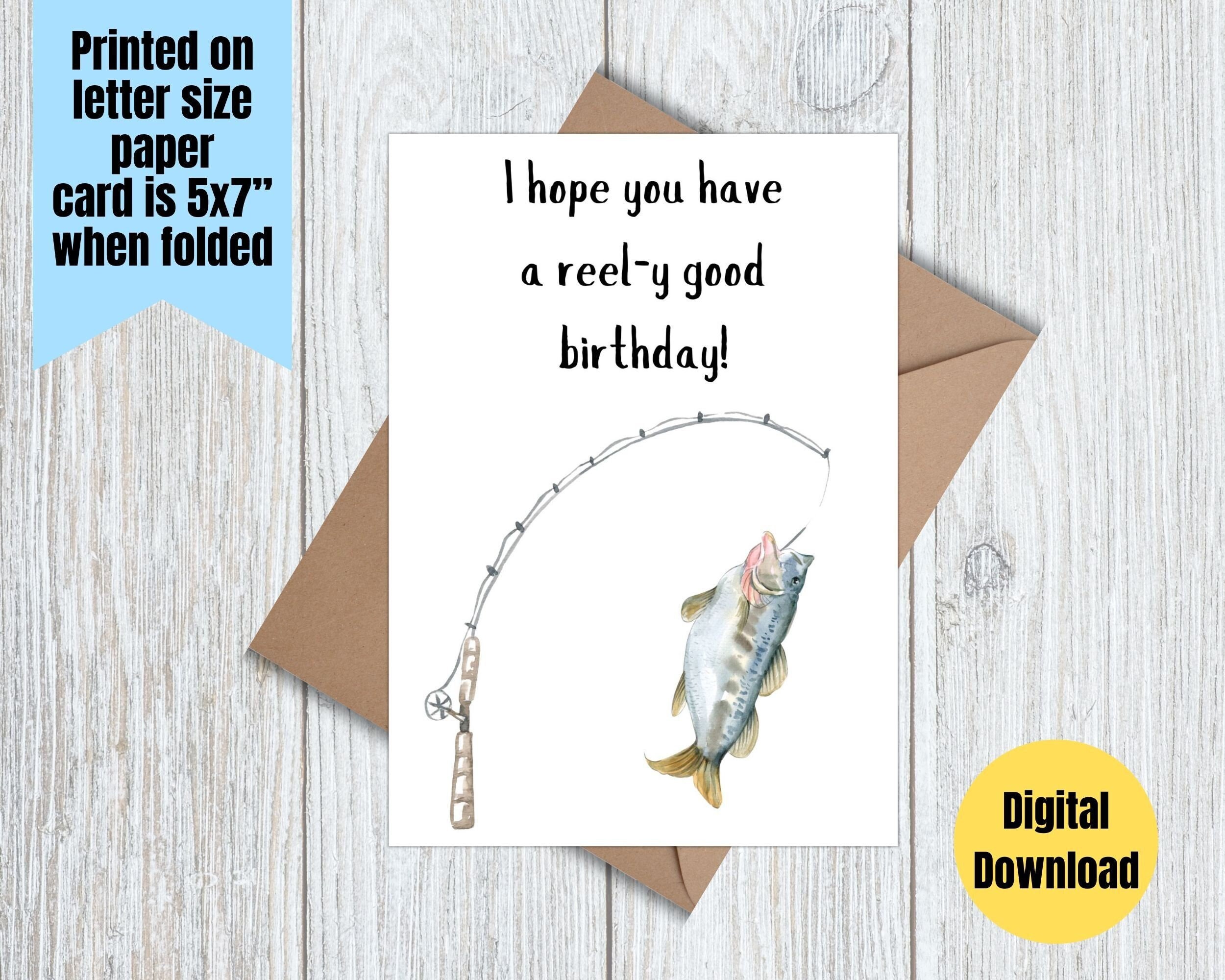 Printable Fishing Birthday Digital Download 5x7 Card - Etsy