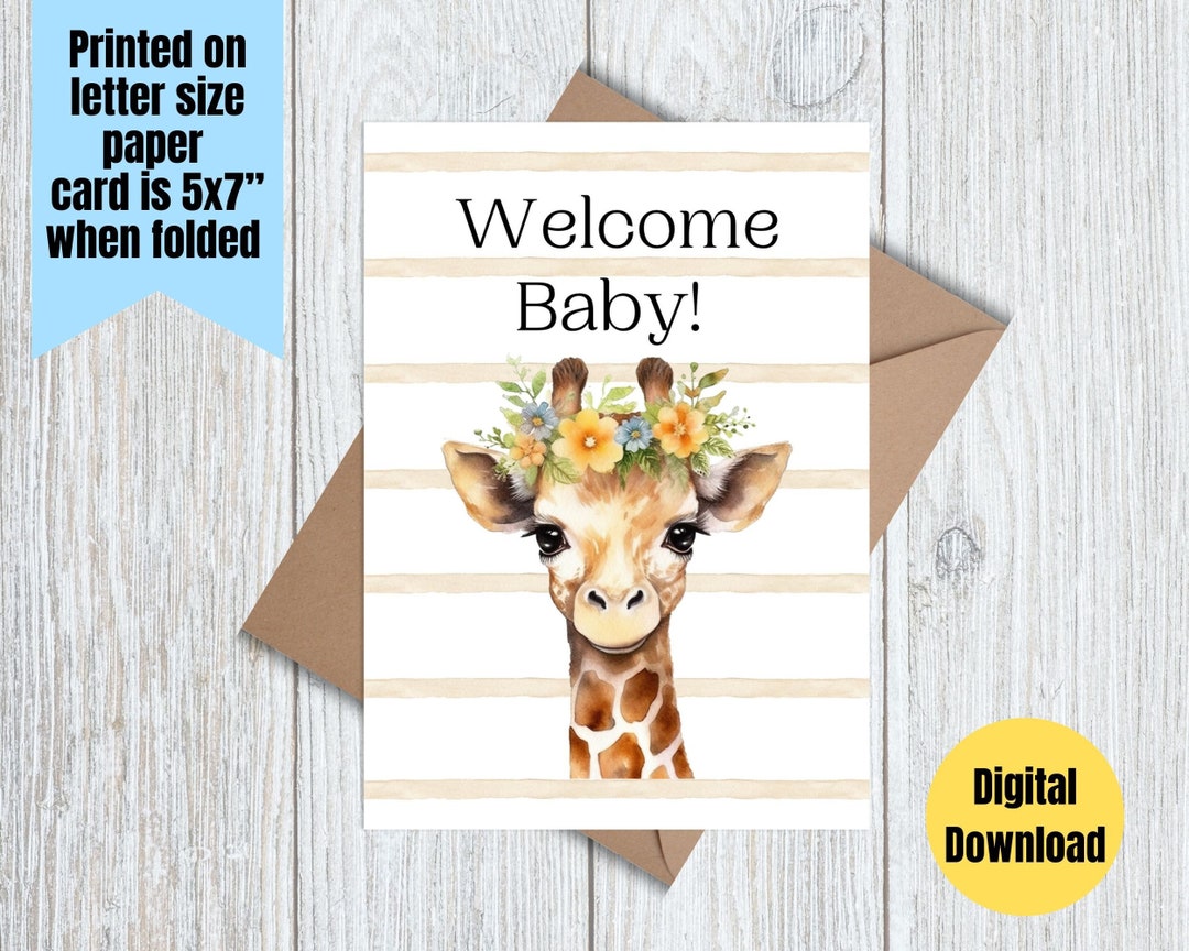 Printable 5x7 Welcome Baby Greeting Card Instant Download - Etsy